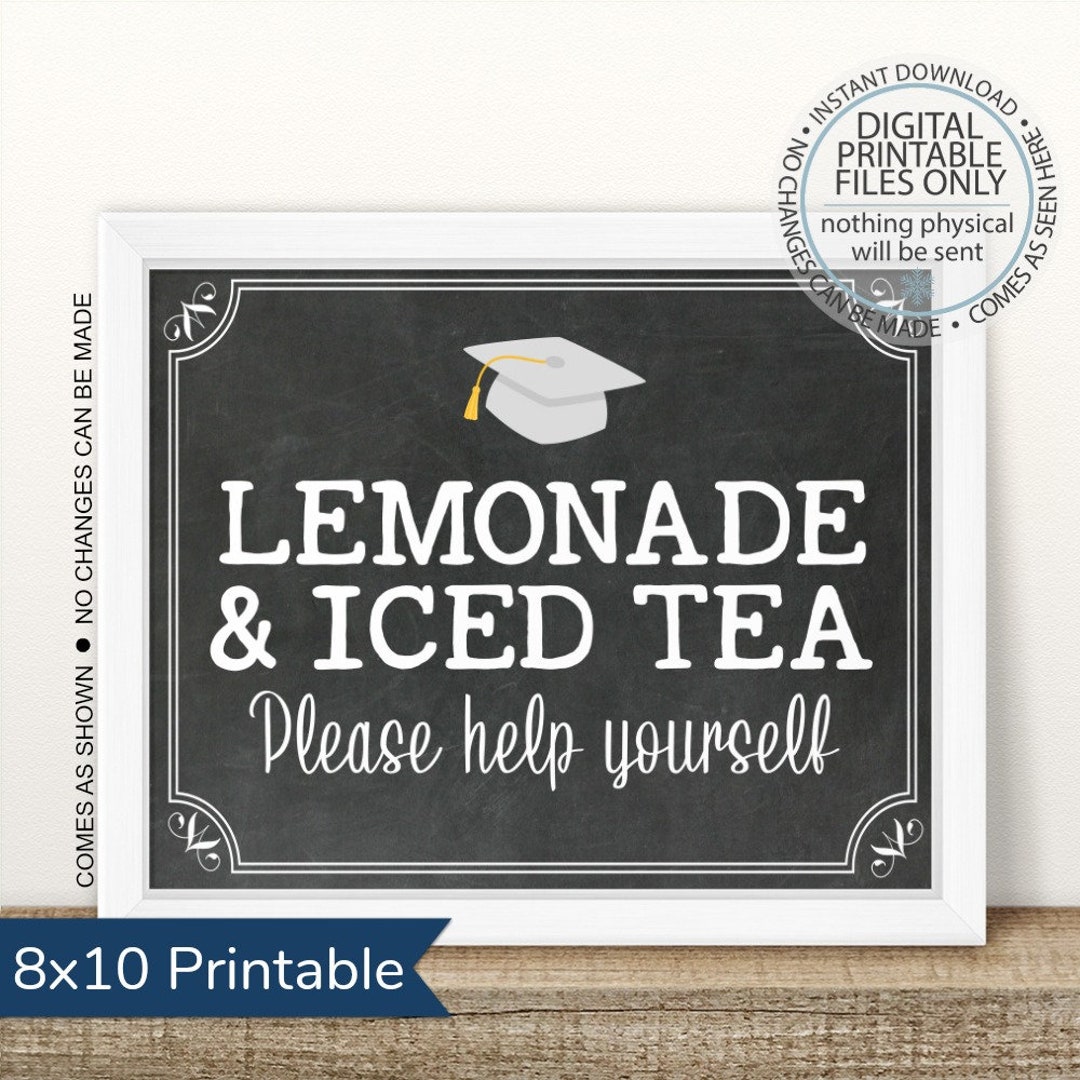 Graduation Party Lemonade and Iced Tea Sign, Open House Sign ...