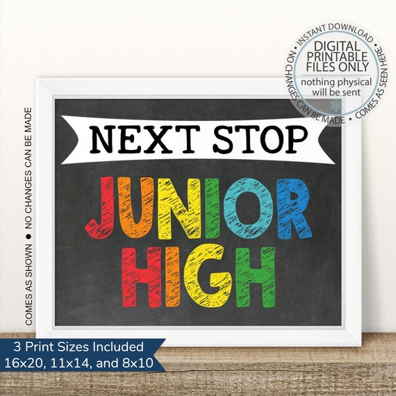 Printable Next Stop Junior High 5th Grade 6th Grade Middle - Etsy