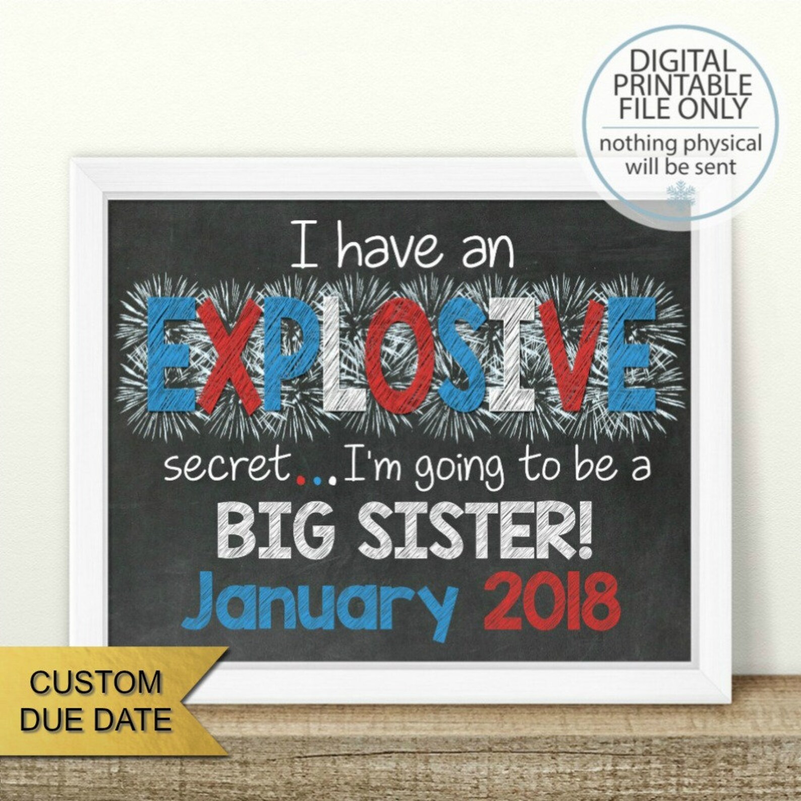 PRINTABLE Pregnancy Announcement Explosive Secret 4th of - Etsy