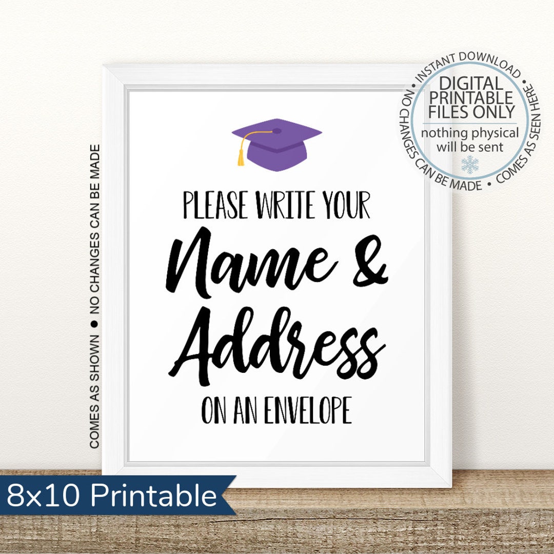 Printable Graduation Address Your Envelope Sign, Address Your Thank You ...