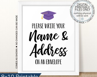 Printable Graduation Address Your Envelope Sign, Address Your Thank You ...