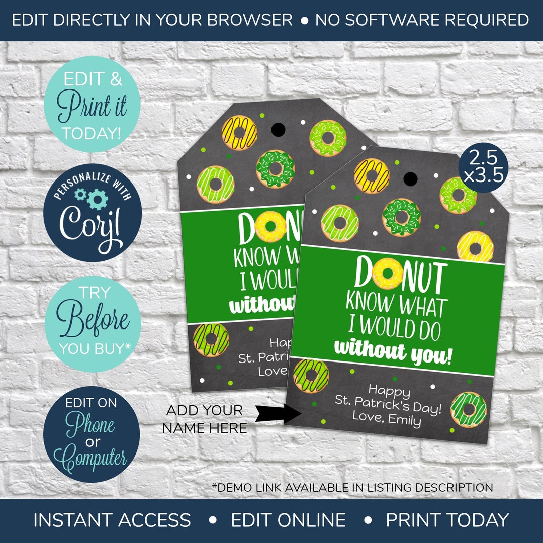 EDITABLE Donut Thank You Tags, Teacher Gift Tags, Donut Know What I ...