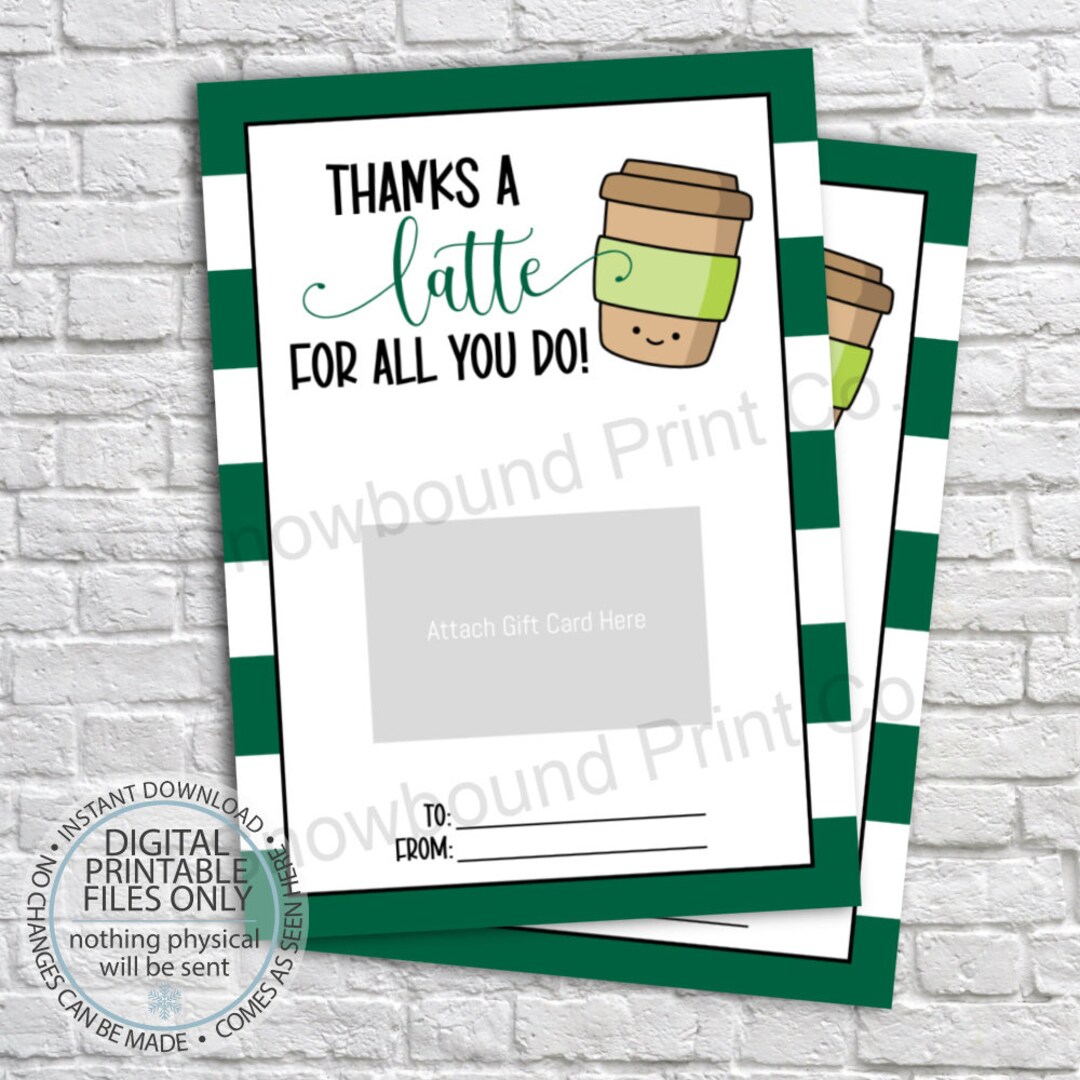 Thanks a Latte for All You Do, Gift Card Holder, Thank You Gift Card ...