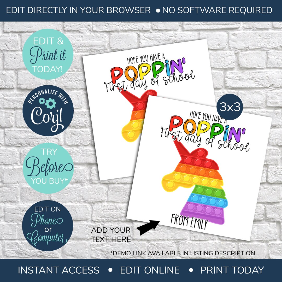 EDITABLE Back to School Gift Tag Pop It School Year Tag - Etsy Australia