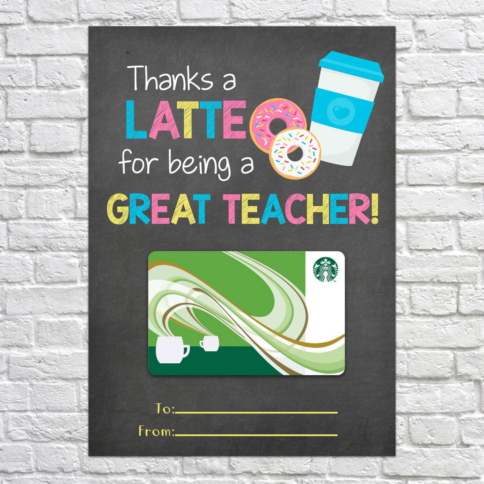 Thanks a Latte for Being a Great Teacher Gift Card Holder | Etsy