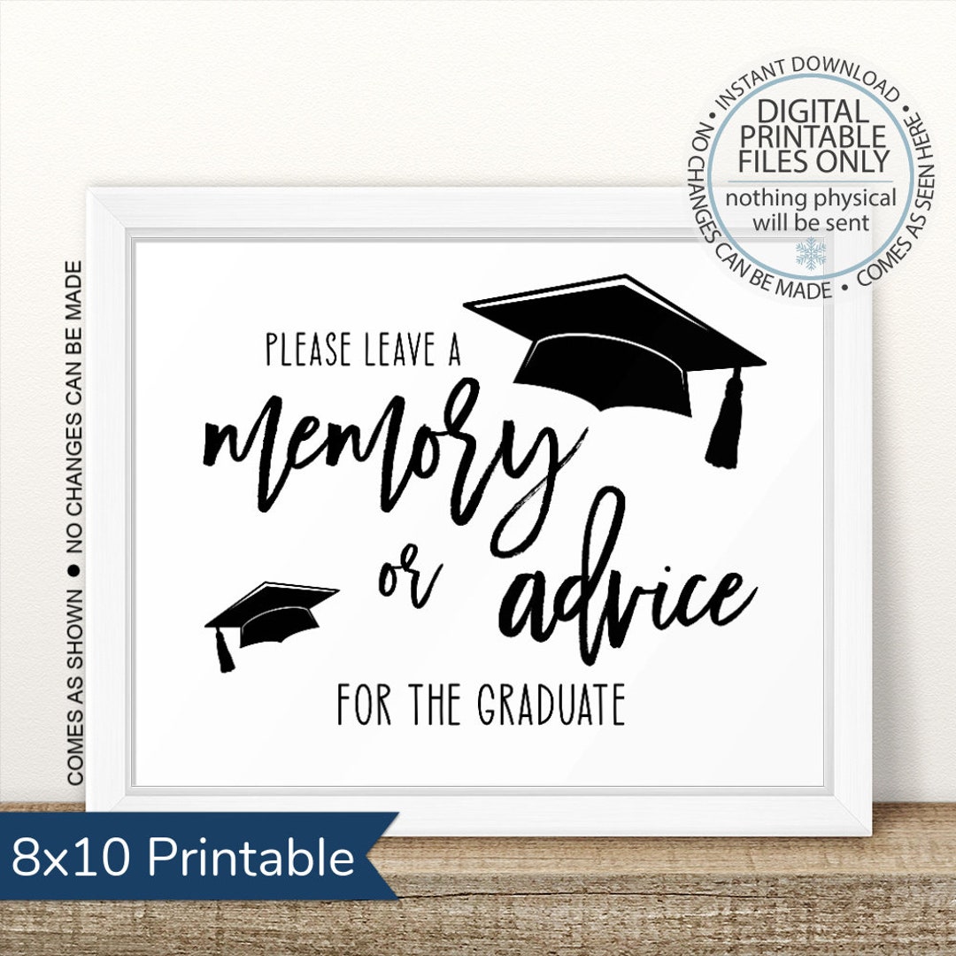 Printable Advice for the Graduate Sign, High School Graduation, College ...
