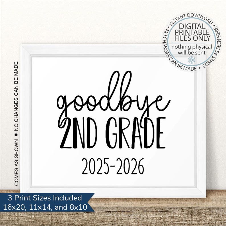 Printable Last Day of 2nd Grade 2025-2026, Last Day of School Printable ...