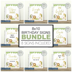 Printable Jungle Birthday Signs, Adopt an Animal, Jungle Juice, Jungle ...