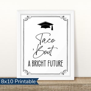 Printable Taco 'bout a Bright Future Graduation Sign, Graduation Taco ...