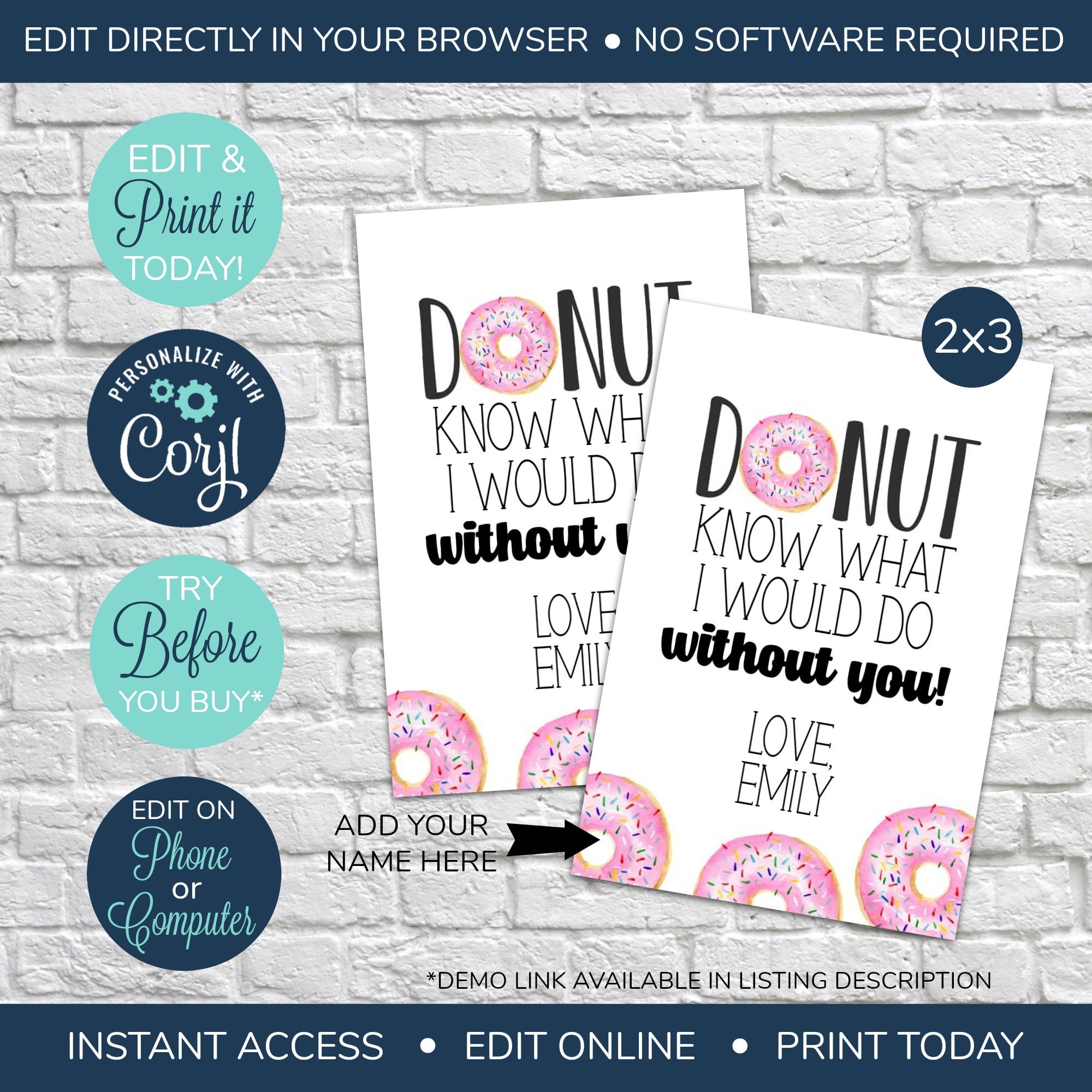 EDITABLE Donut Thank You Tags, Teacher Gift Tags, Donut Know What I ...