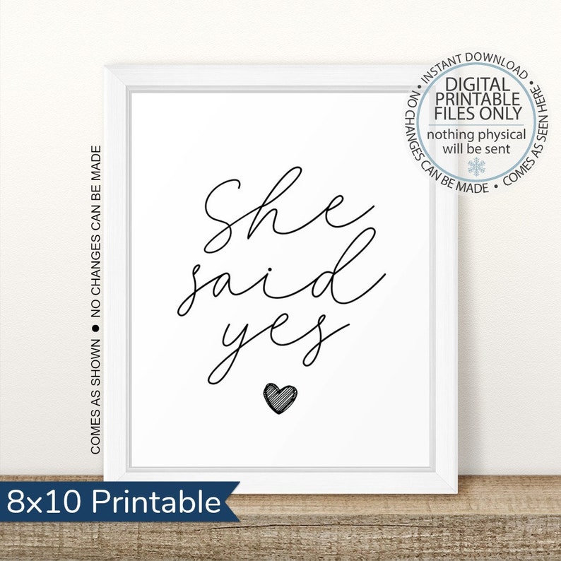 Printable She Said Yes, Engagement Sign, Engagement Party, Bachelorette ...