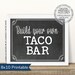Printable Taco Bar Sign Printable Taco Table Sign Table Sign - Etsy