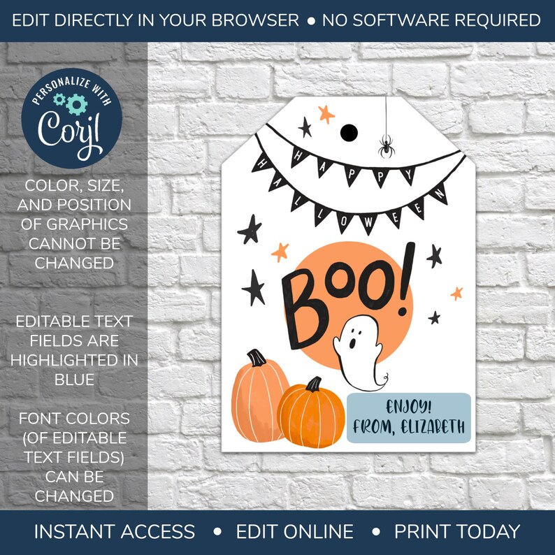 EDITABLE Halloween Gift Tags Halloween Favor Tags Favor - Etsy