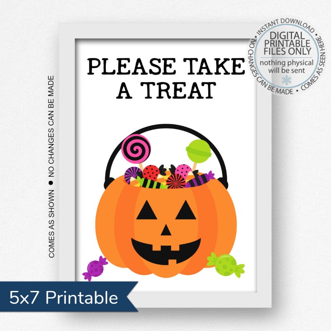 Printable Halloween Treat Sign, Please Take a Treat Sign, Halloween ...