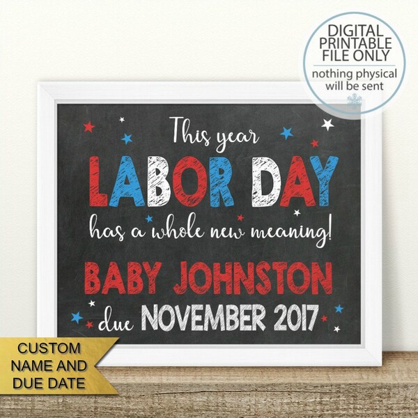Labor Day Pregnancy Announcement - Etsy