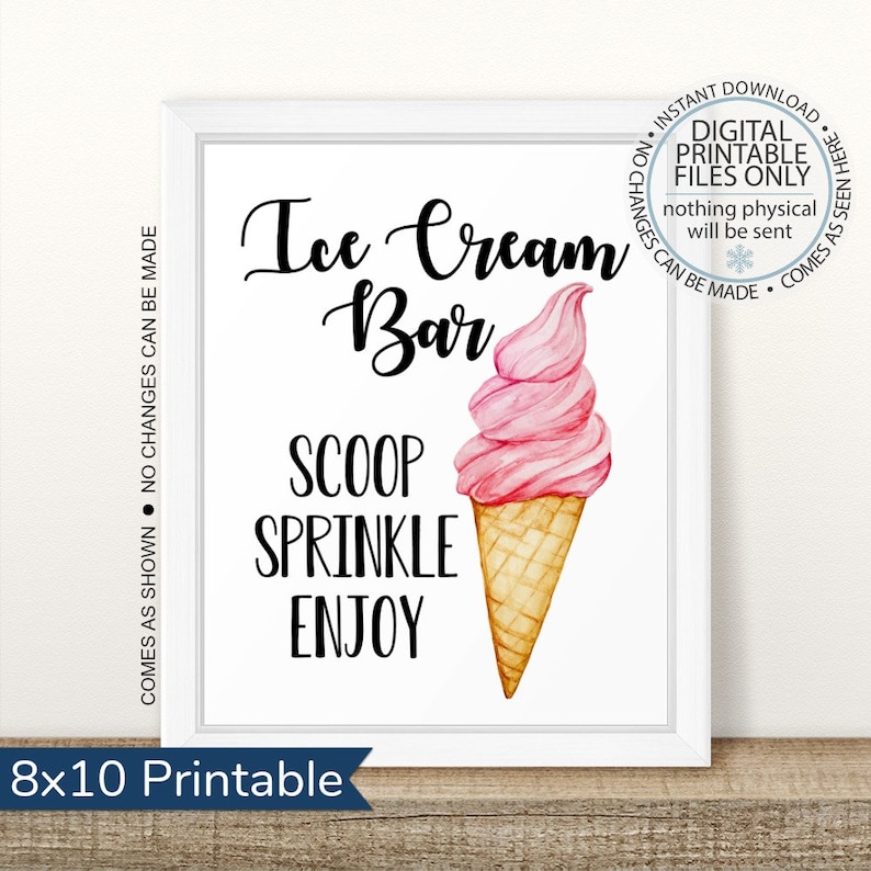 Printable Ice Cream Bar Sign Printable Dessert Table Sign - Etsy
