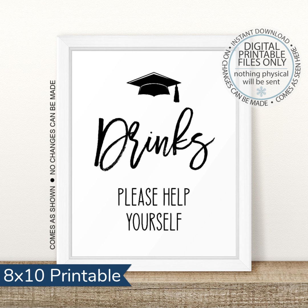 Printable Graduation Party Drink Station Sign, Open House Sign ...