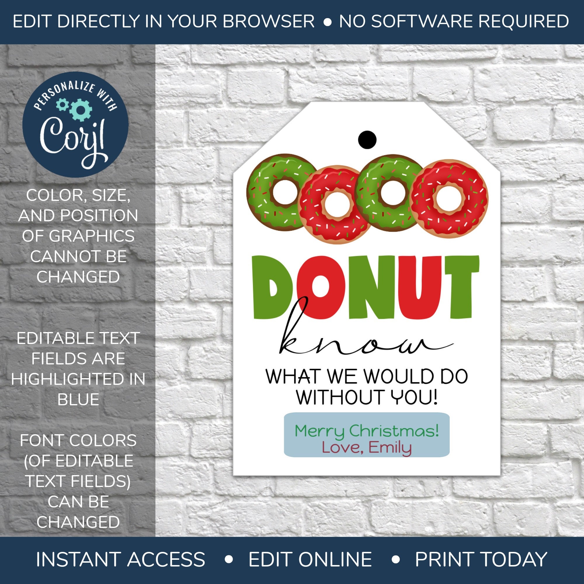 EDITABLE Donut Thank You Tags, Teacher Gift Tags, Donut Know What We ...