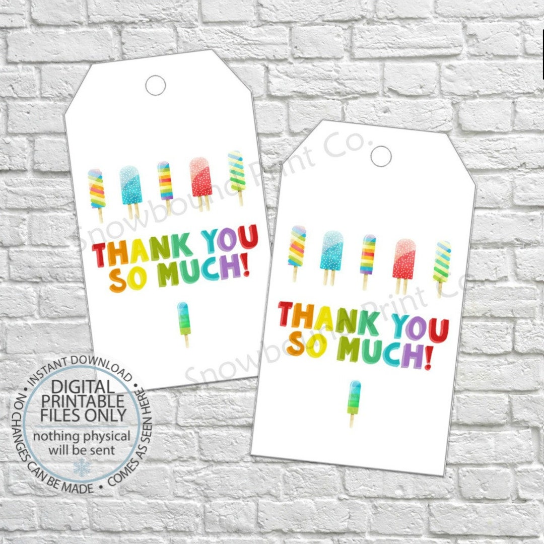 Popsicle Favor Tags, Popsicle Birthday, Thank You Tags, Summer Party ...