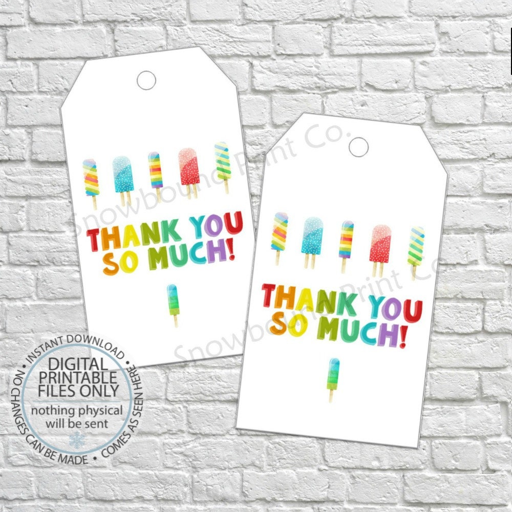 Popsicle Favor Tags Popsicle Birthday Thank you tags Summer | Etsy