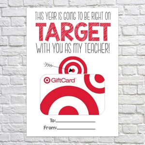 Printable Teacher Gift, Right on Target, Gift Card Holder, Thank You ...