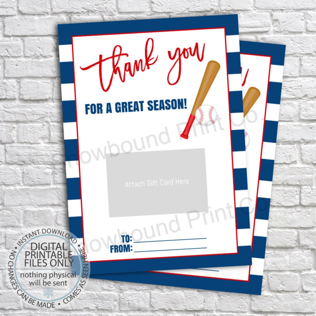Printable Baseball Coach Gift Card Holder, Printable Gift Card Holder ...