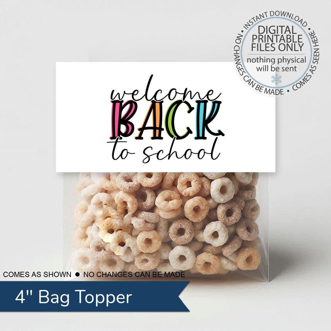 Printable Back to School Treat Bag Toppers - 4 Inch - Gift Bag Toppers ...