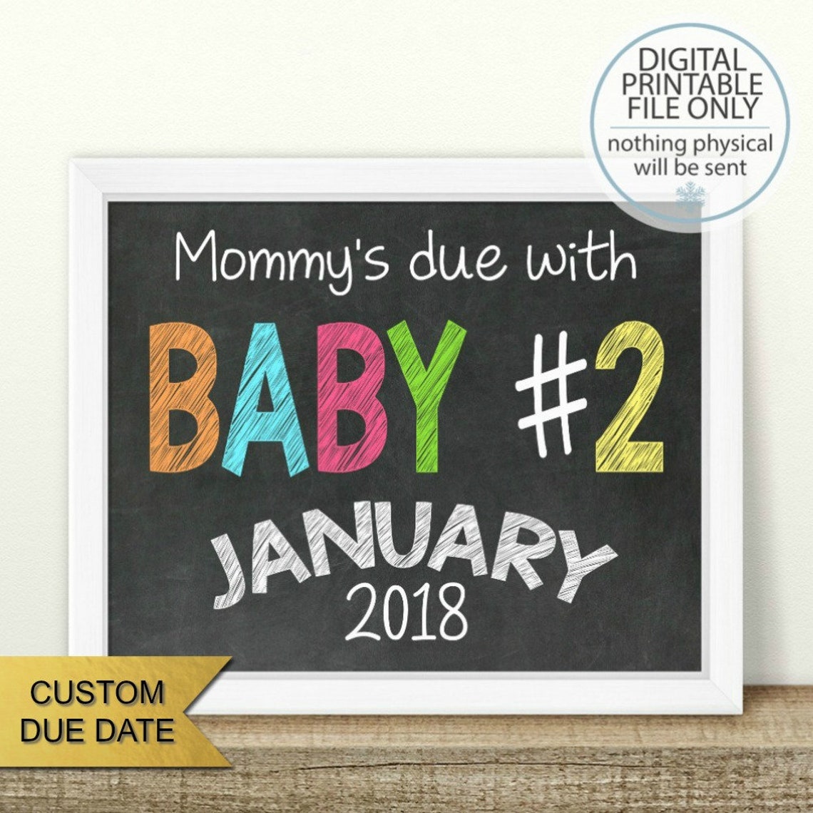 PRINTABLE Pregnancy Announcement Mommy's Due With Baby 2 | Etsy