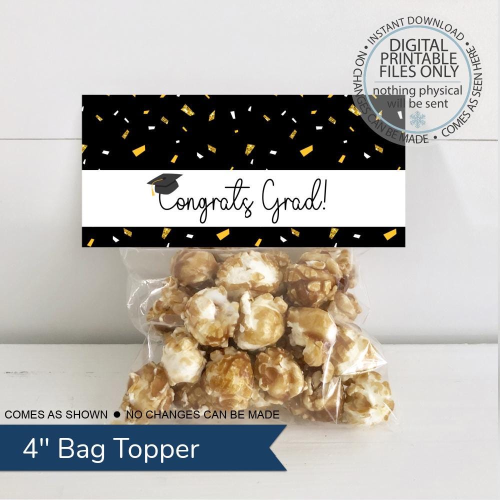 Printable Graduation Treat Bag Toppers - 4 Inch - Gift Bag Toppers ...