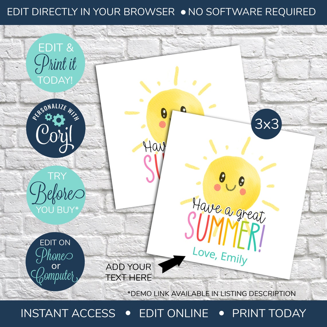 EDITABLE Have a Great Summer Tag, End of School Year Tag, Candy Tag ...