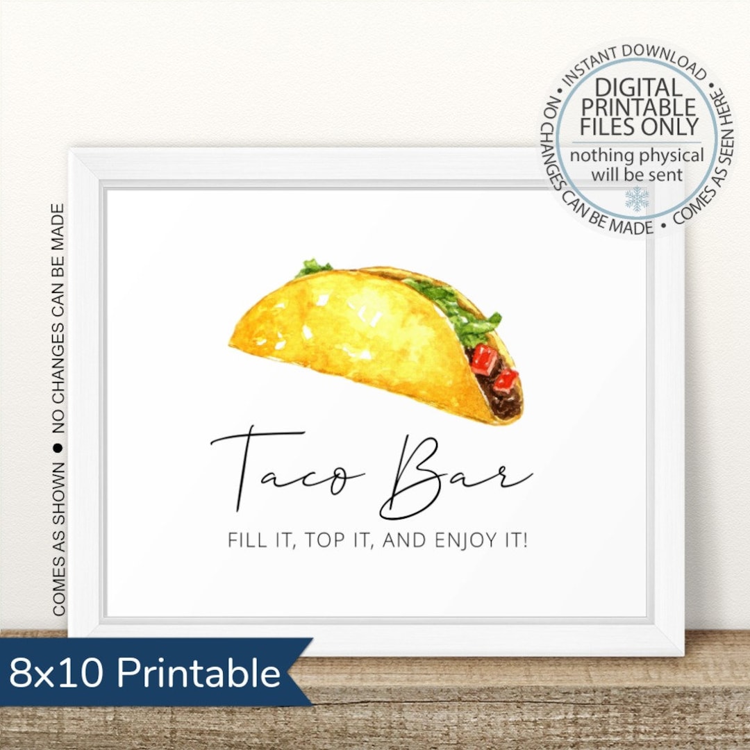 Printable Taco Bar Sign, Printable Taco Table Sign, Table Sign Fiesta ...
