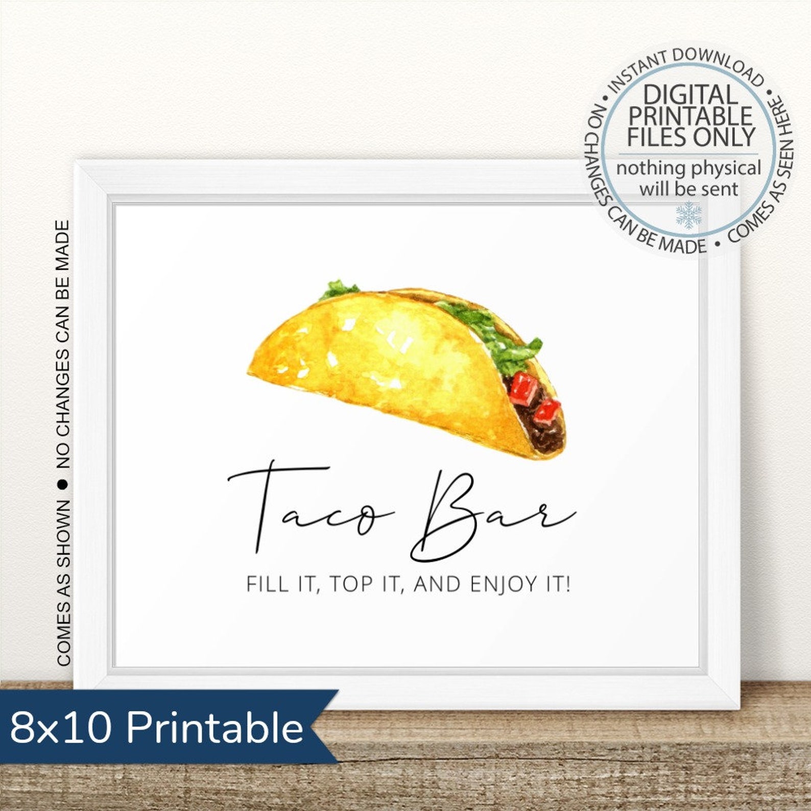 Printable Taco Bar Sign Printable Taco Table Sign Table Sign - Etsy