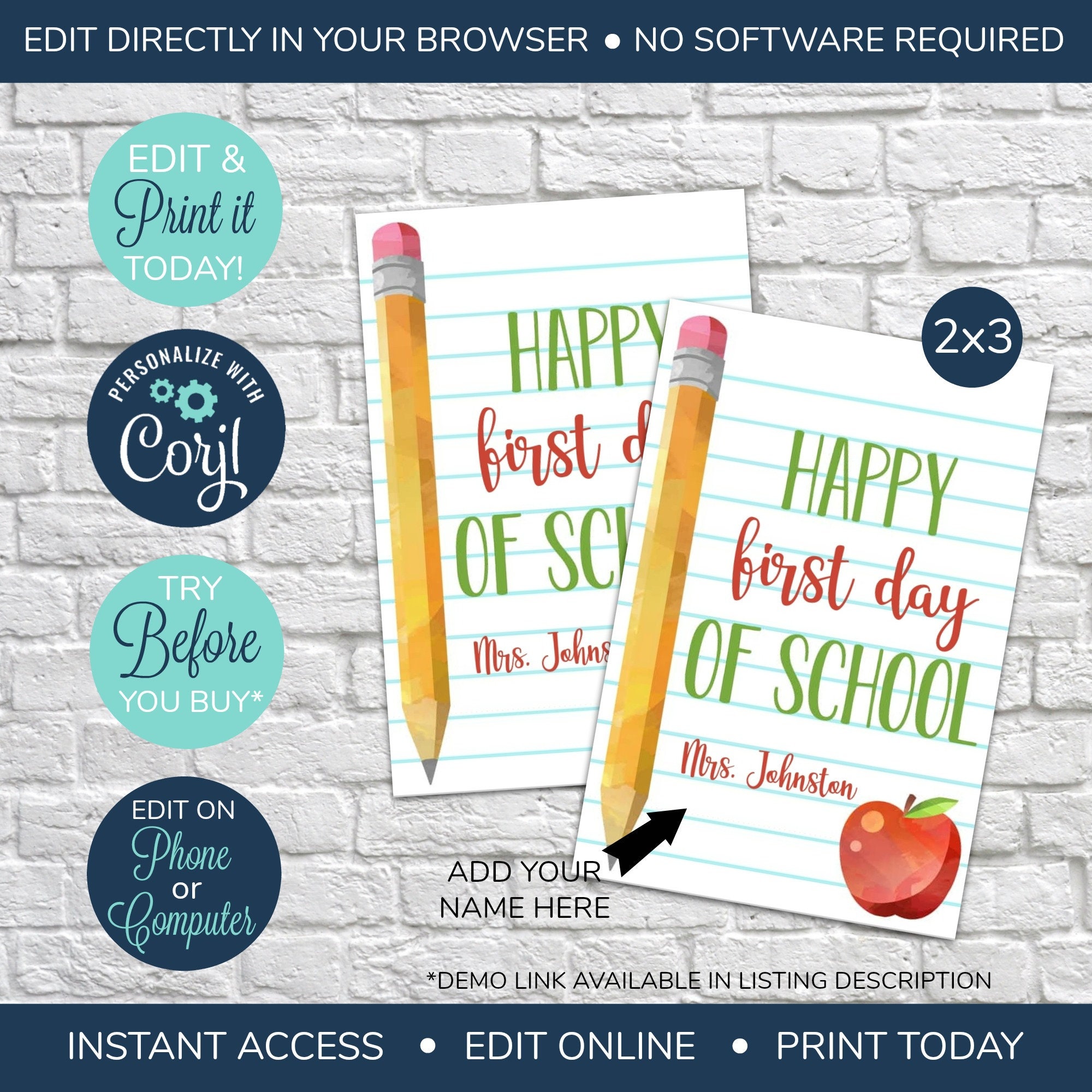 EDITABLE Back to School Teacher Gift Tag, Thank You Favor Tag Template ...