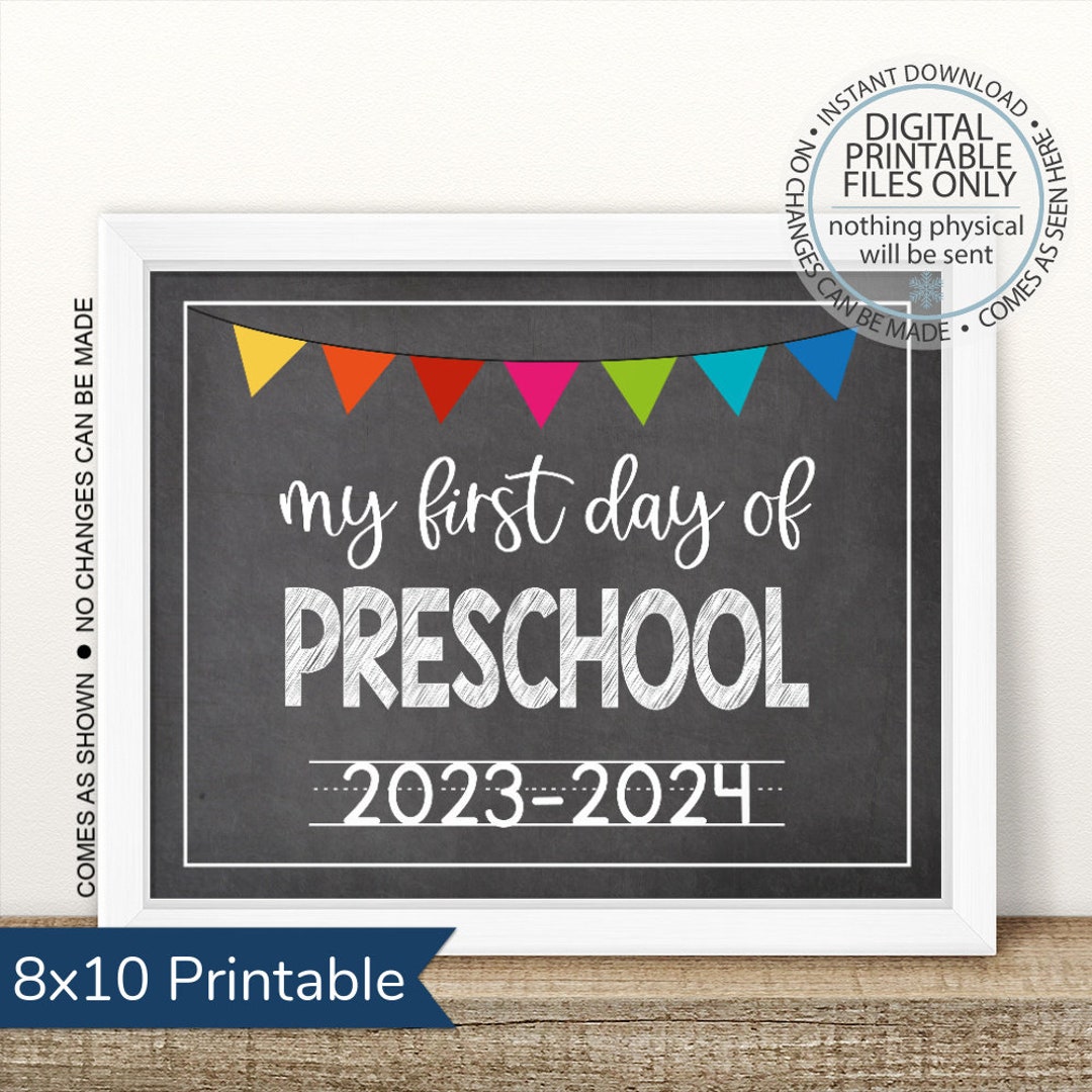 Preschool Printable, First Day of Preschool 2023, First Day of School ...