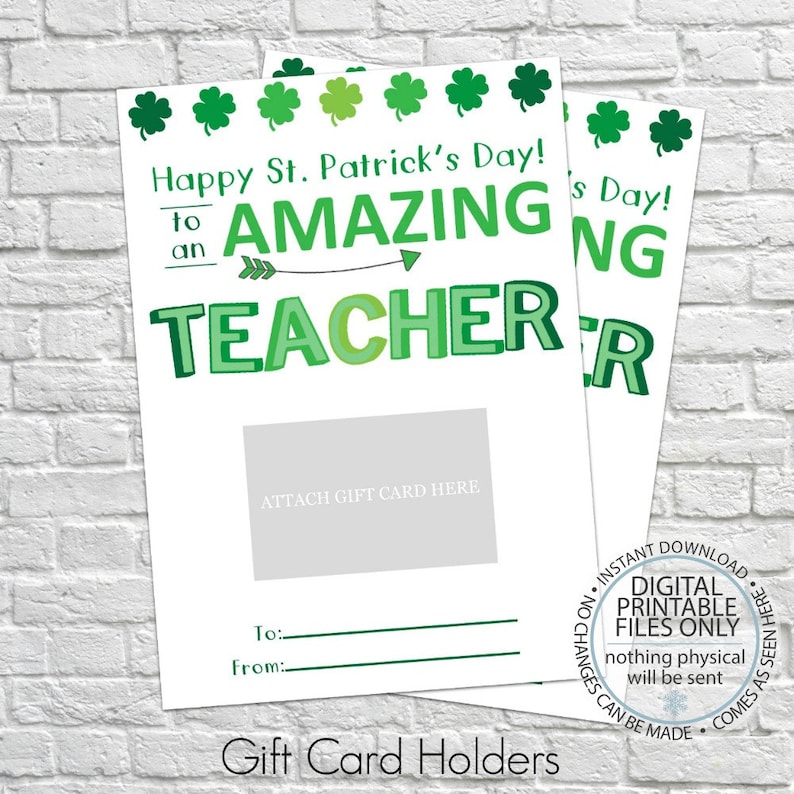 St. Patrick's Day Gift Card Holder Thank You Gift Card | Etsy
