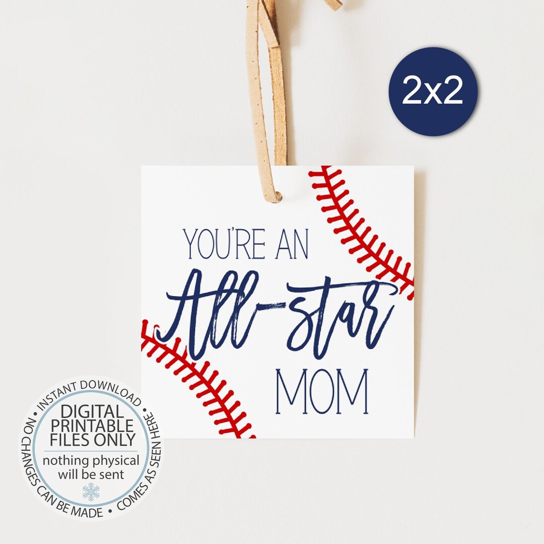 Printable All Star Mom Tag, Mother's Day Gift Tag, Baseball Gift Tag ...