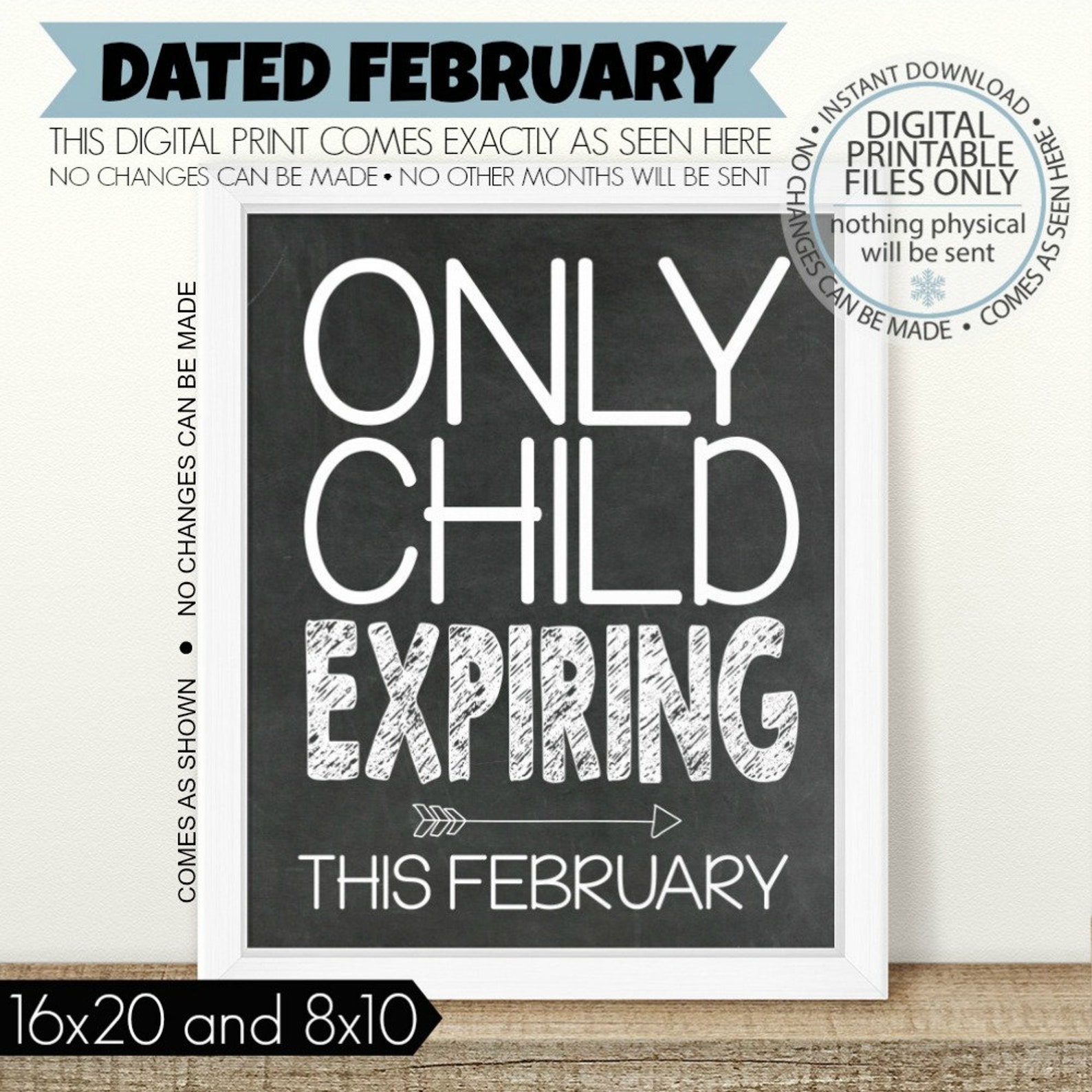 PRINTABLE Pregnancy Announcement, Only Child Expiring, Printable ...