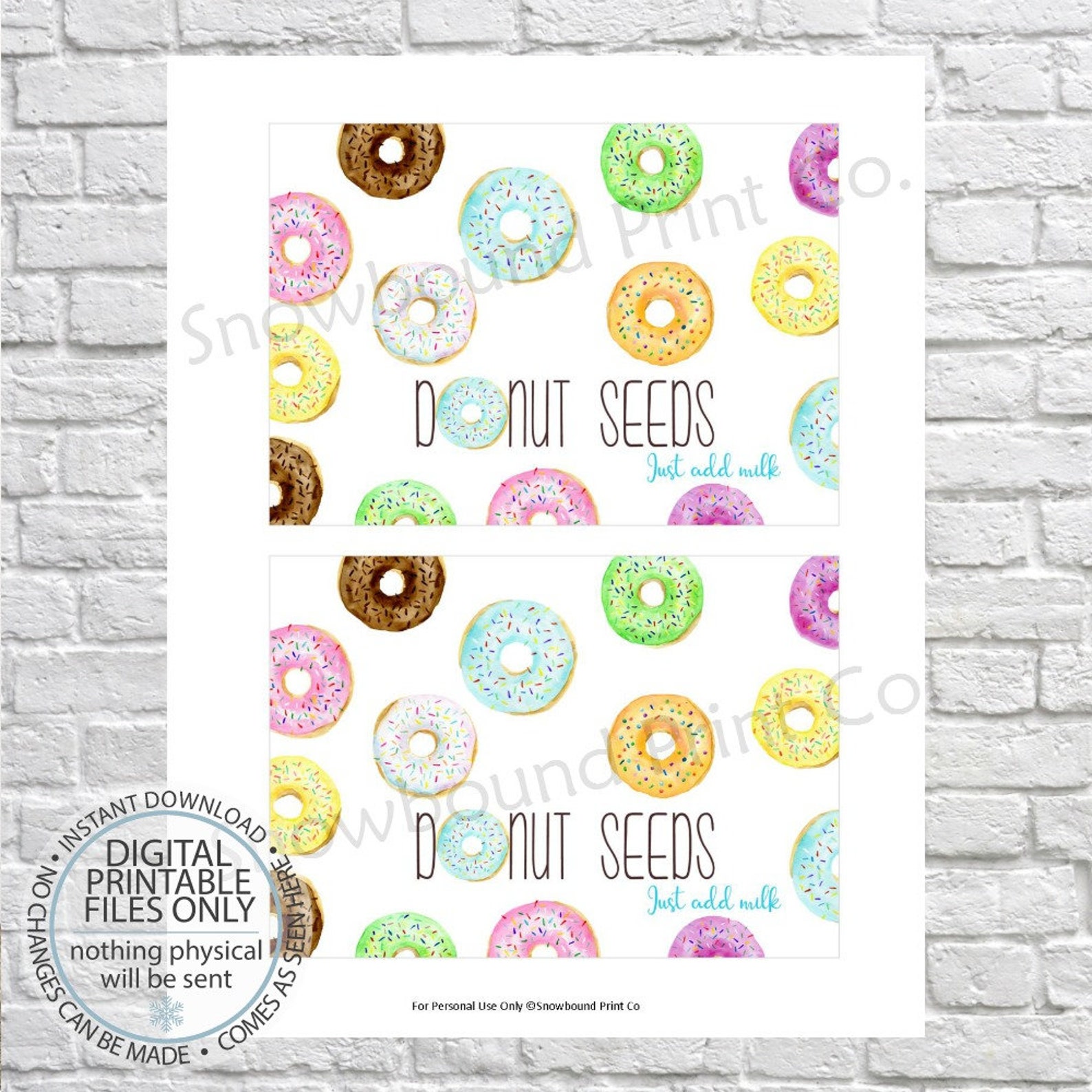 Printable Favor Tags Donut Seeds Gift Bag Toppers Donut - Etsy