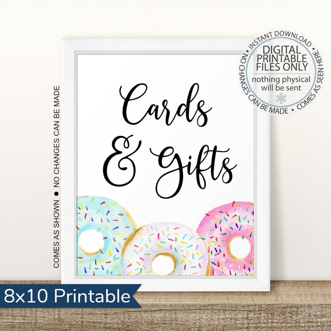 Printable Donut Cards and Gifts Sign, Donut Decorations, Baby Sprinkle ...