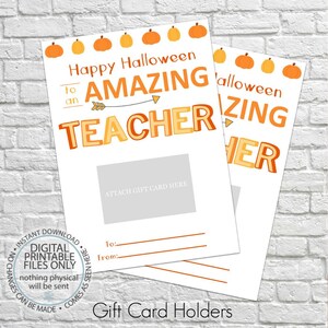Printable Halloween Gift Card Holder, Thank You Gift Card Holders ...
