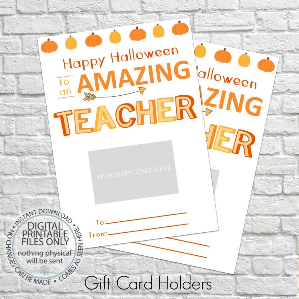 Printable Halloween Gift Card Holder Thank You Gift Card | Etsy
