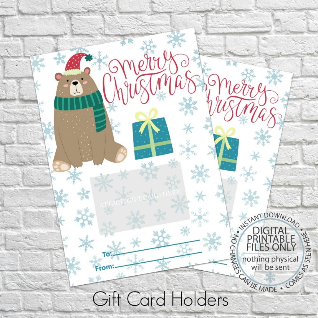 Printable Christmas Gift Card Holder, Thank You Gift Card Holders ...