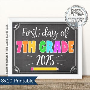 Printable First Day of Seventh Grade 2025-2026, First Day of School ...