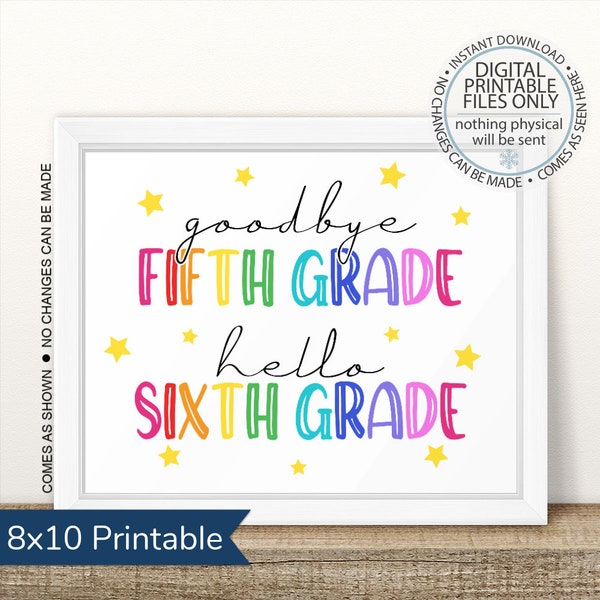 Goodbye 5th Grade Sign - Etsy
