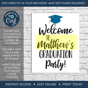 PRINTABLE Graduation Party Welcome Sign, Class of 2025, Open House Sign ...