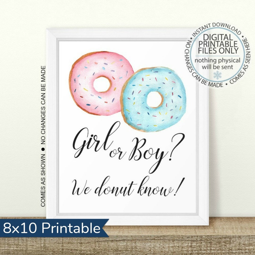 Printable Donut Gender Reveal Sign, Girl or Boy Sign, Boy or Girl Sign ...