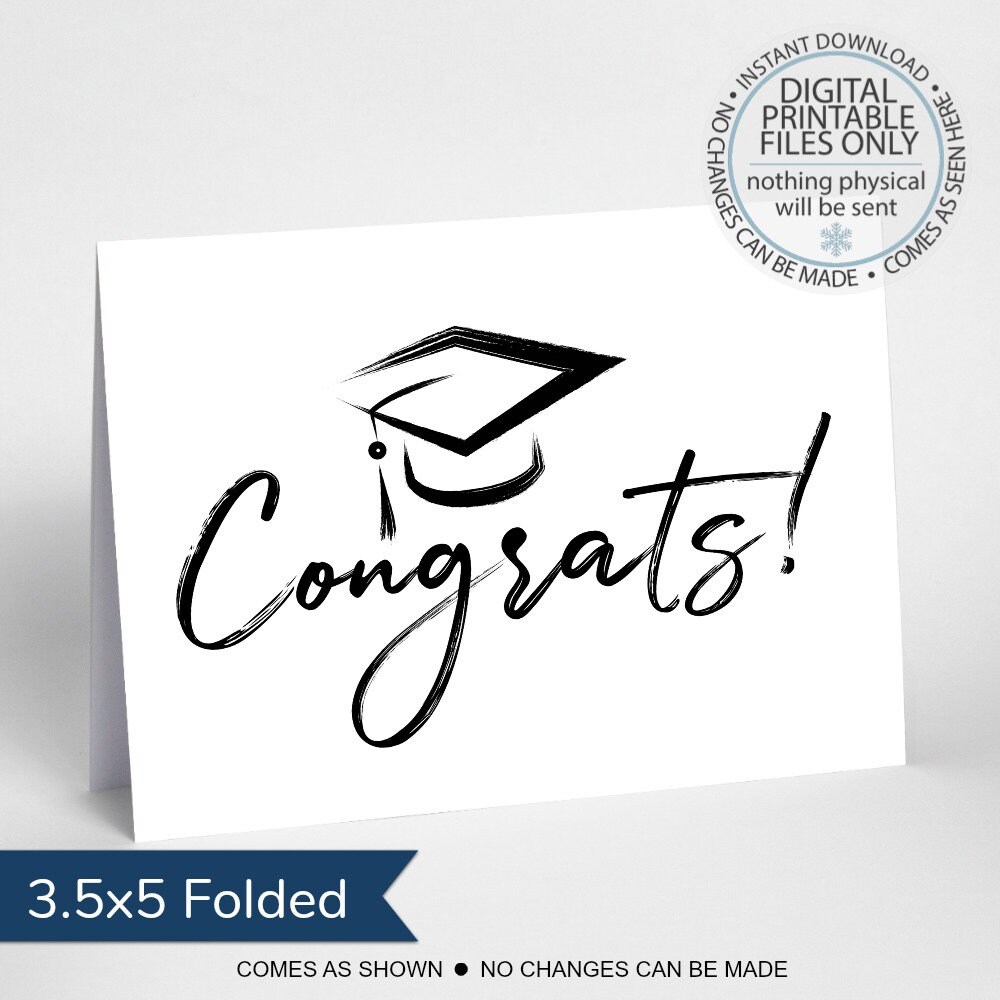 Printable Graduation Card Congratulations Graduate Folding | Etsy