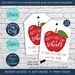EDITABLE Back to School Teacher Gift Tag, Apple Thank You Favor Tag ...