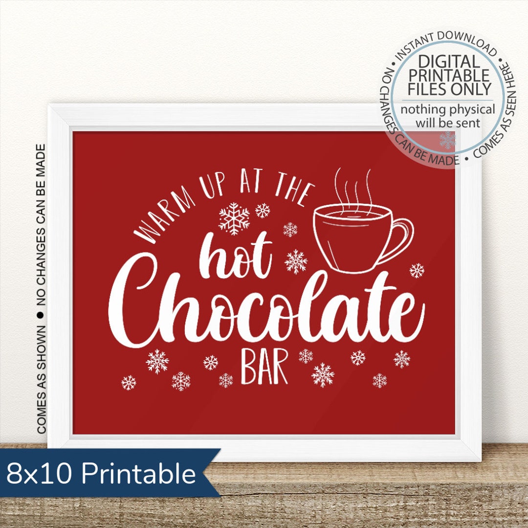Printable Hot Cocoa Sign Holiday Decor Christmas Sign Hot Chocolate
