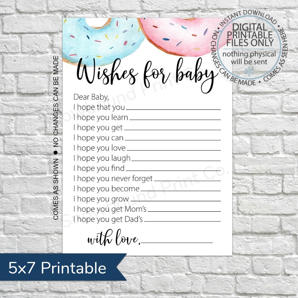 Printable Wishes for Baby Shower Game Shower Wishes for Baby | Etsy